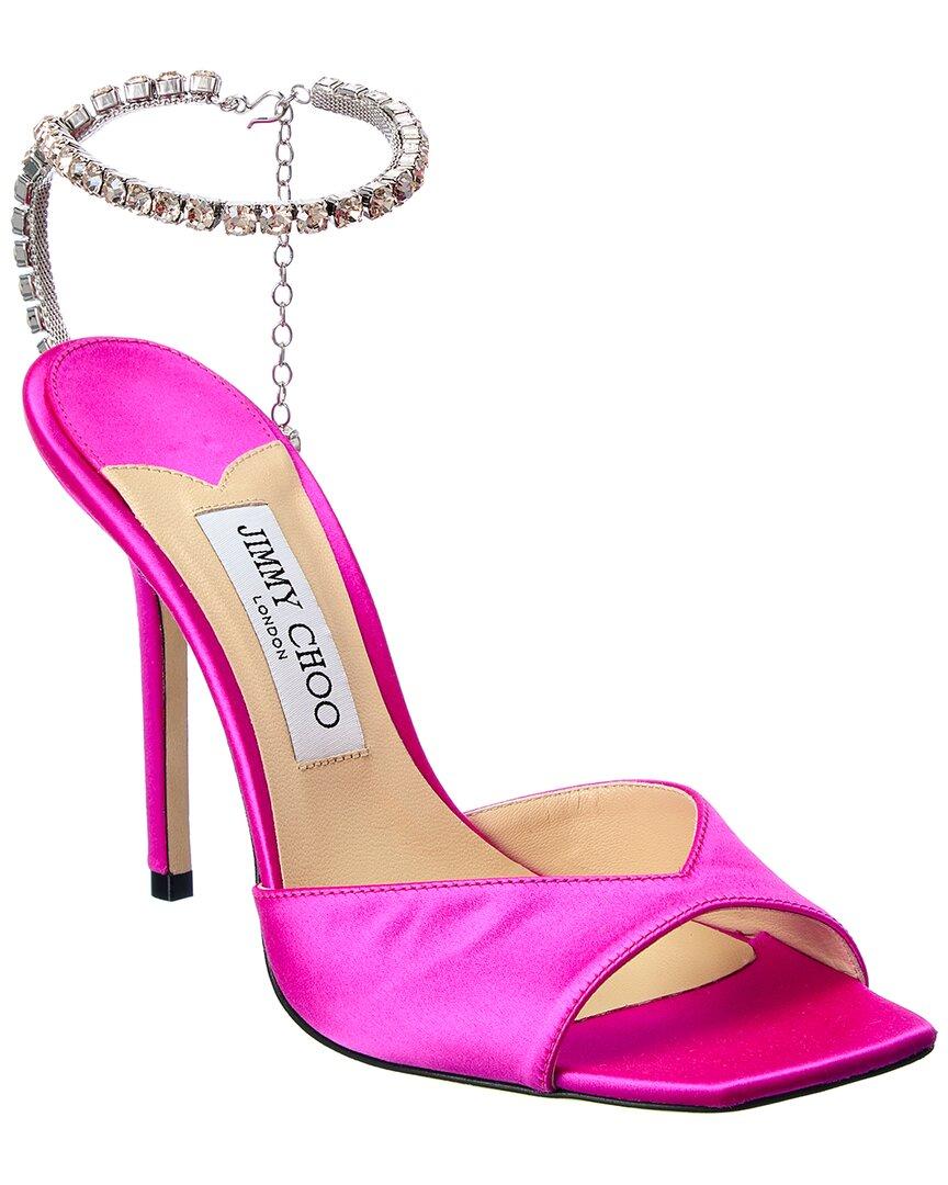 Jimmy Choo Saeda 100 Satin Sandal in Pink | Lyst