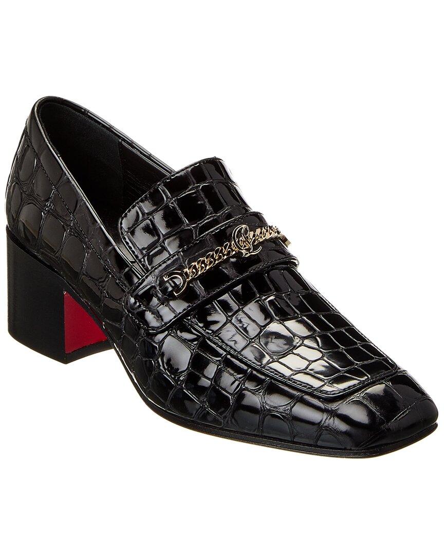 Christian Louboutin Mj Moc 50 Alligator-Embossed Leather Loafer in Black | Lyst