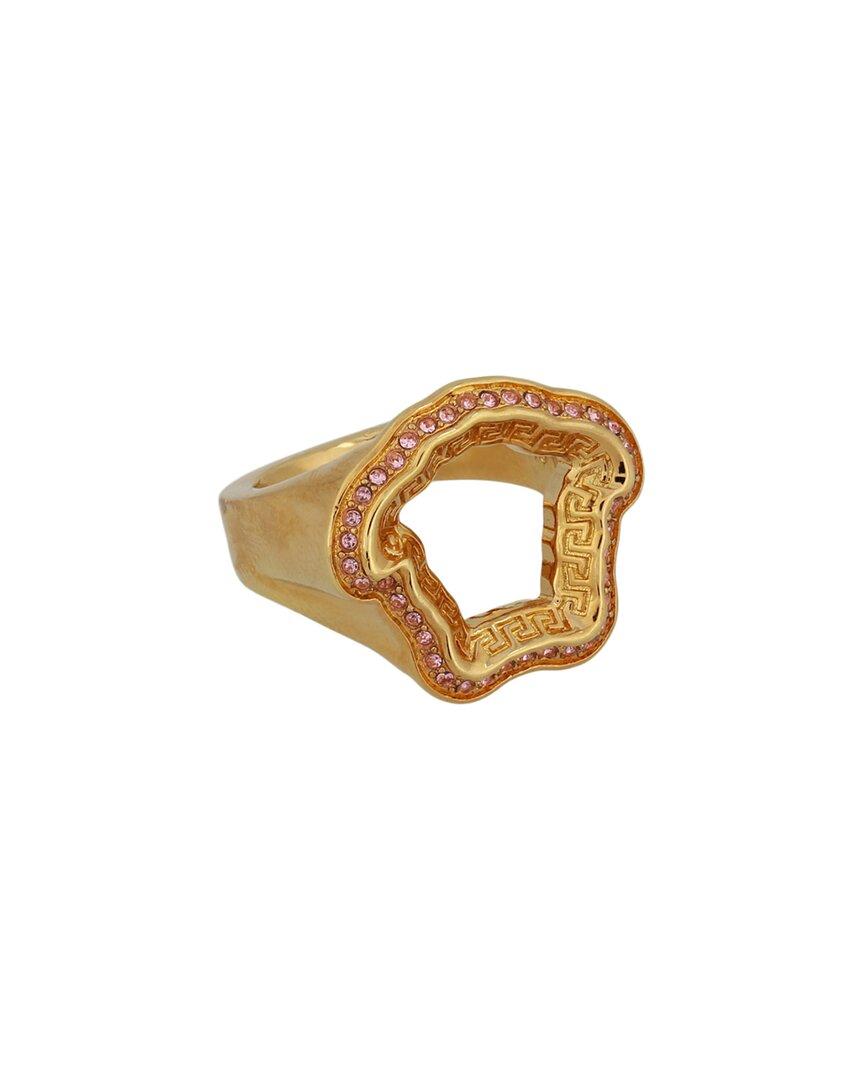 Versace Crystal Embellished Medusa Greca Ring in White | Lyst