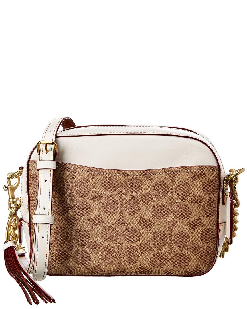 COACH SIGNATURE LOGO HEART PRINT CANVAS CAMERA CROSSBODY BAG 【お取り寄せ】 【お ...