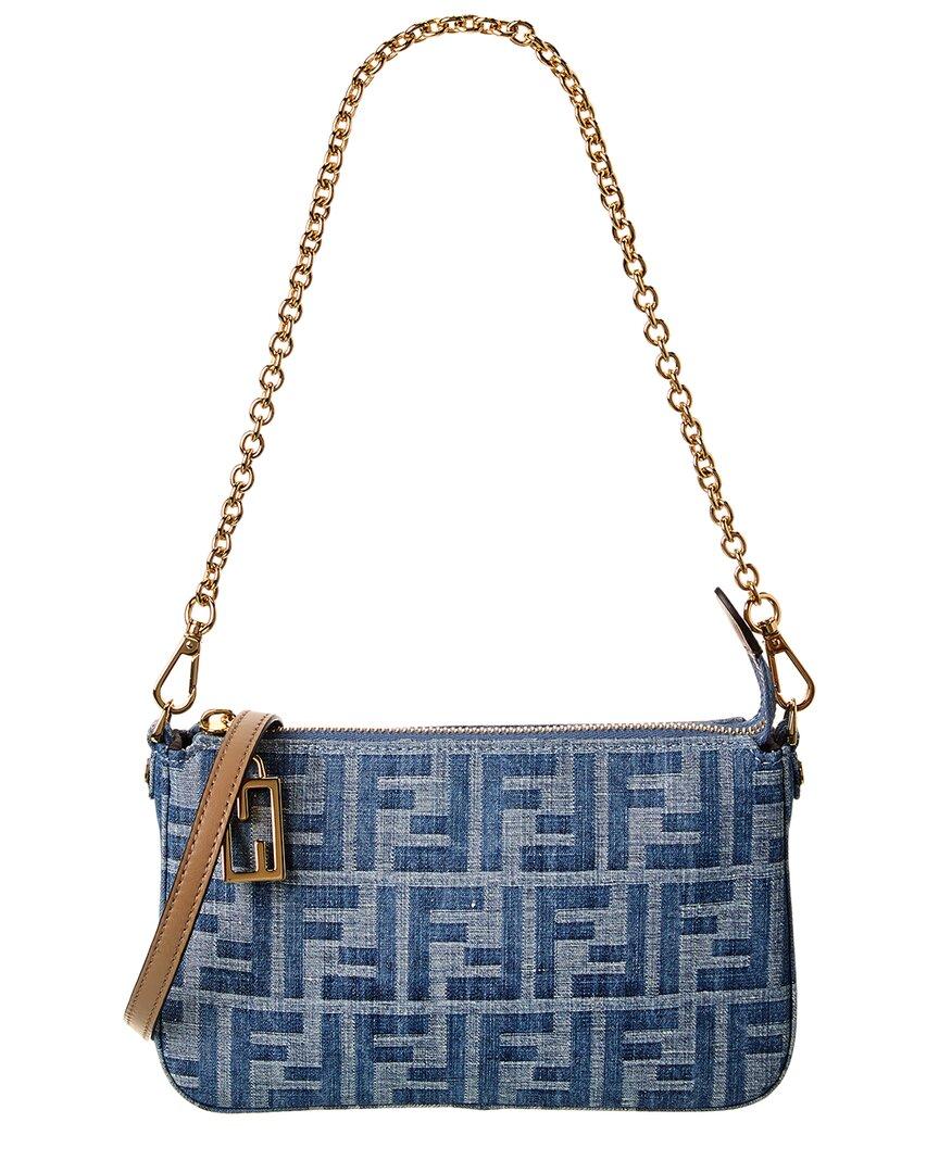 Fendi Baguette Denim Pouch in Blue | Lyst