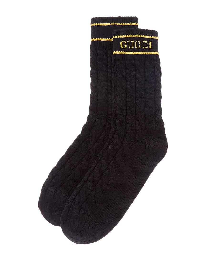 Gucci Logo Cable Knit Wool Socks in Blue | Lyst