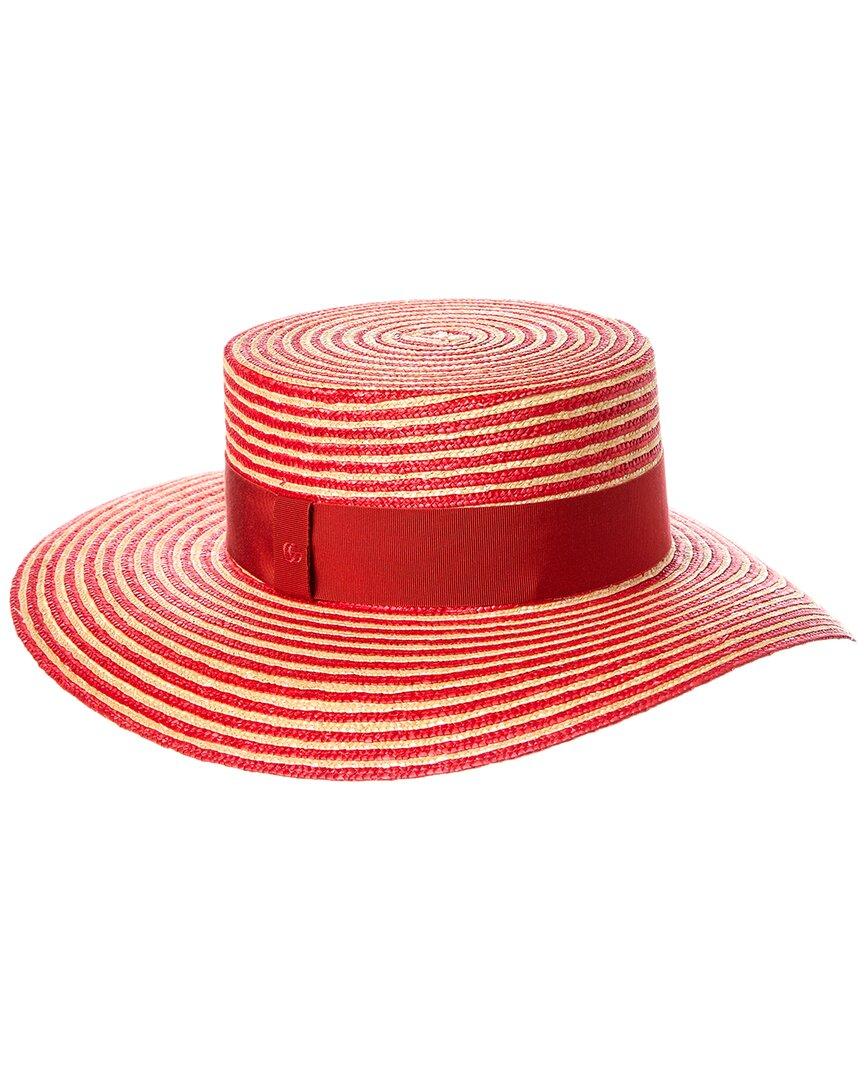 Gucci Stripe Straw Hat in Red | Lyst