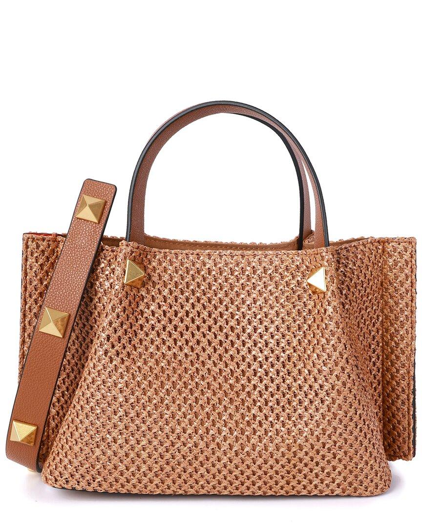 Tiffany & Fred Paris Raffia & Leather Top-handle Bag in Brown | Lyst