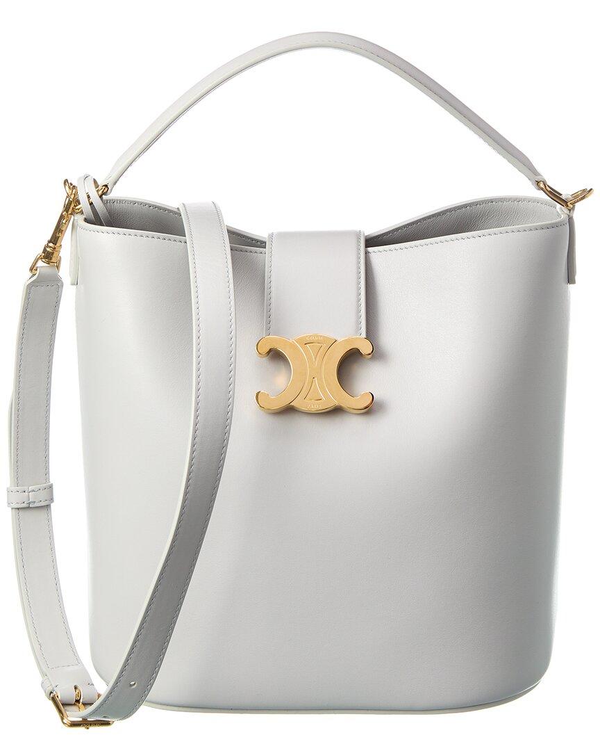 Celine Louise Medium Leather Bucket Bag in Gray | Lyst