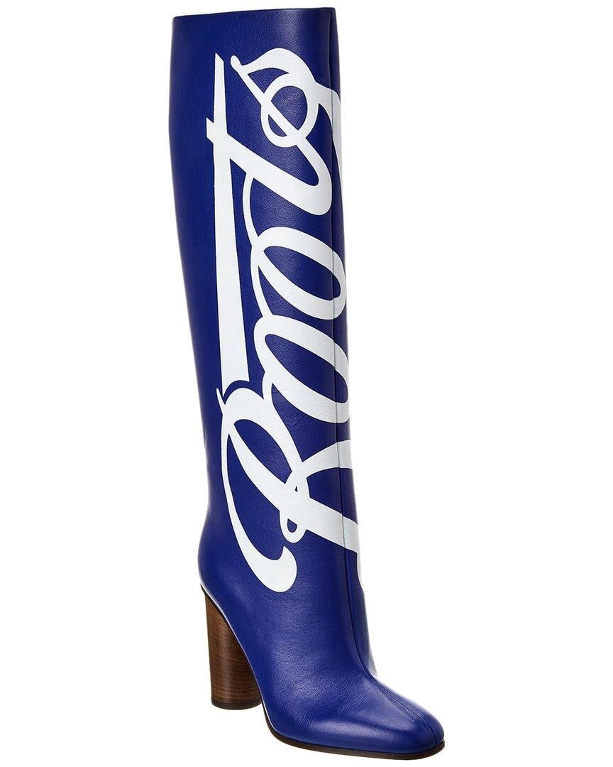 Anya Hindmarch Boots Leather Knee-High Boot in Blue | Lyst
