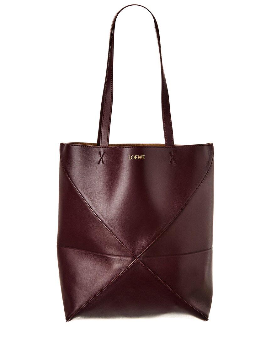 Loewe Puzzle Fold Medium Leather Tote in Red | Lyst