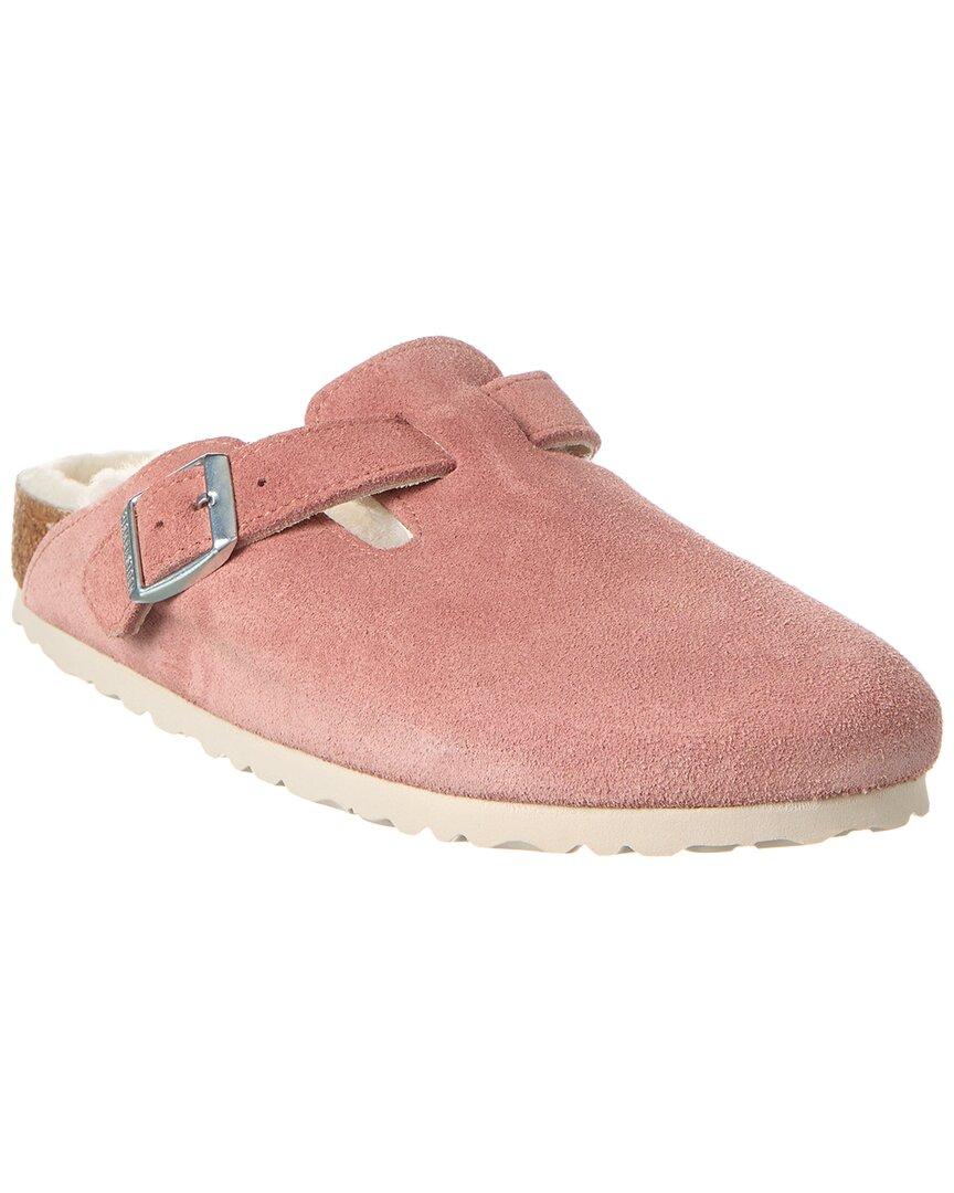 Birkenstock Boston Vl Narrow Suede & Shearling Clog in Pink | Lyst
