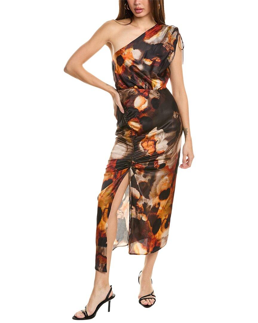 AllSaints Laura Mars Silk-Blend Maxi Dress in Brown | Lyst