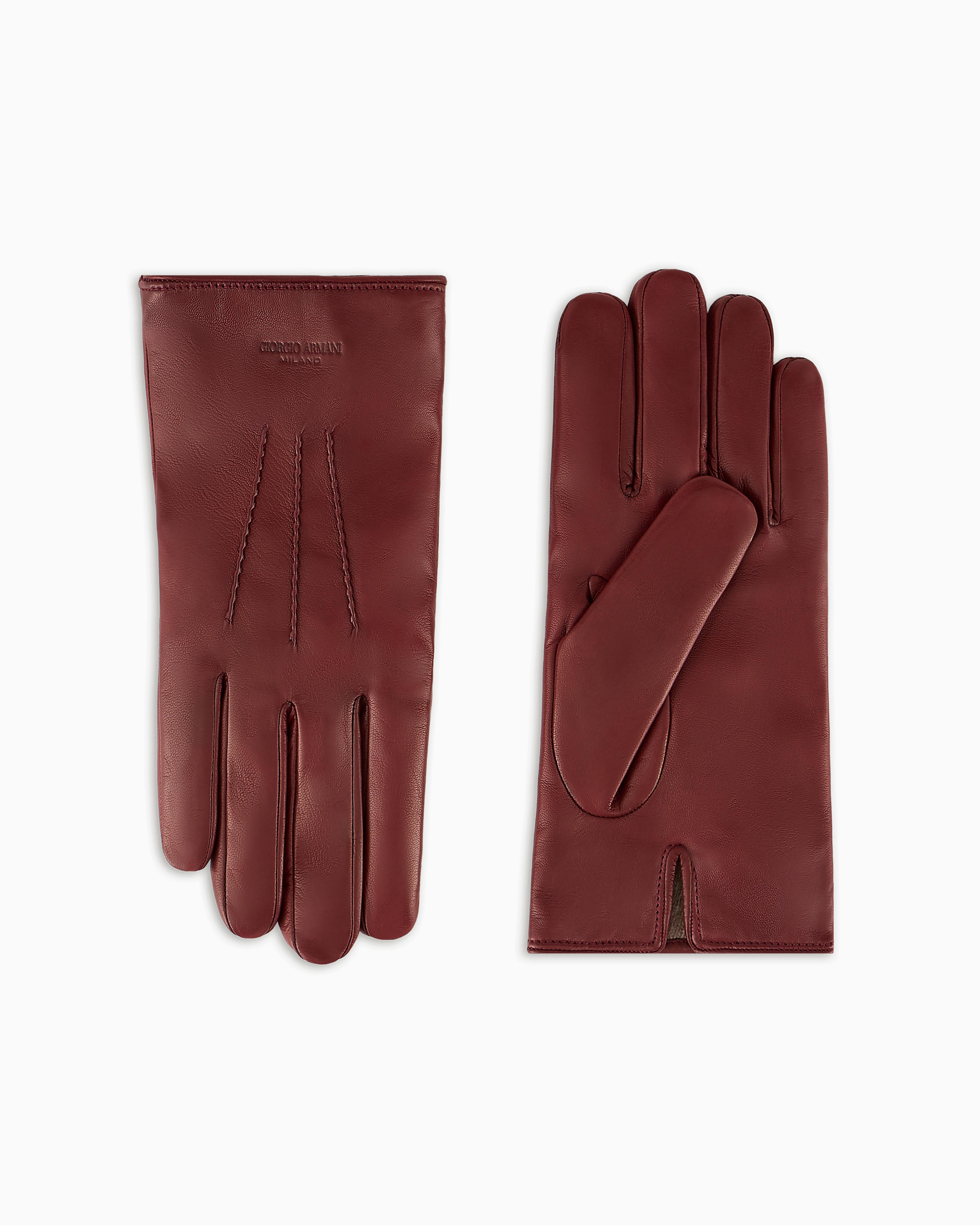 Giorgio Armani Nappa-Leather Gloves in Red for Men | Lyst