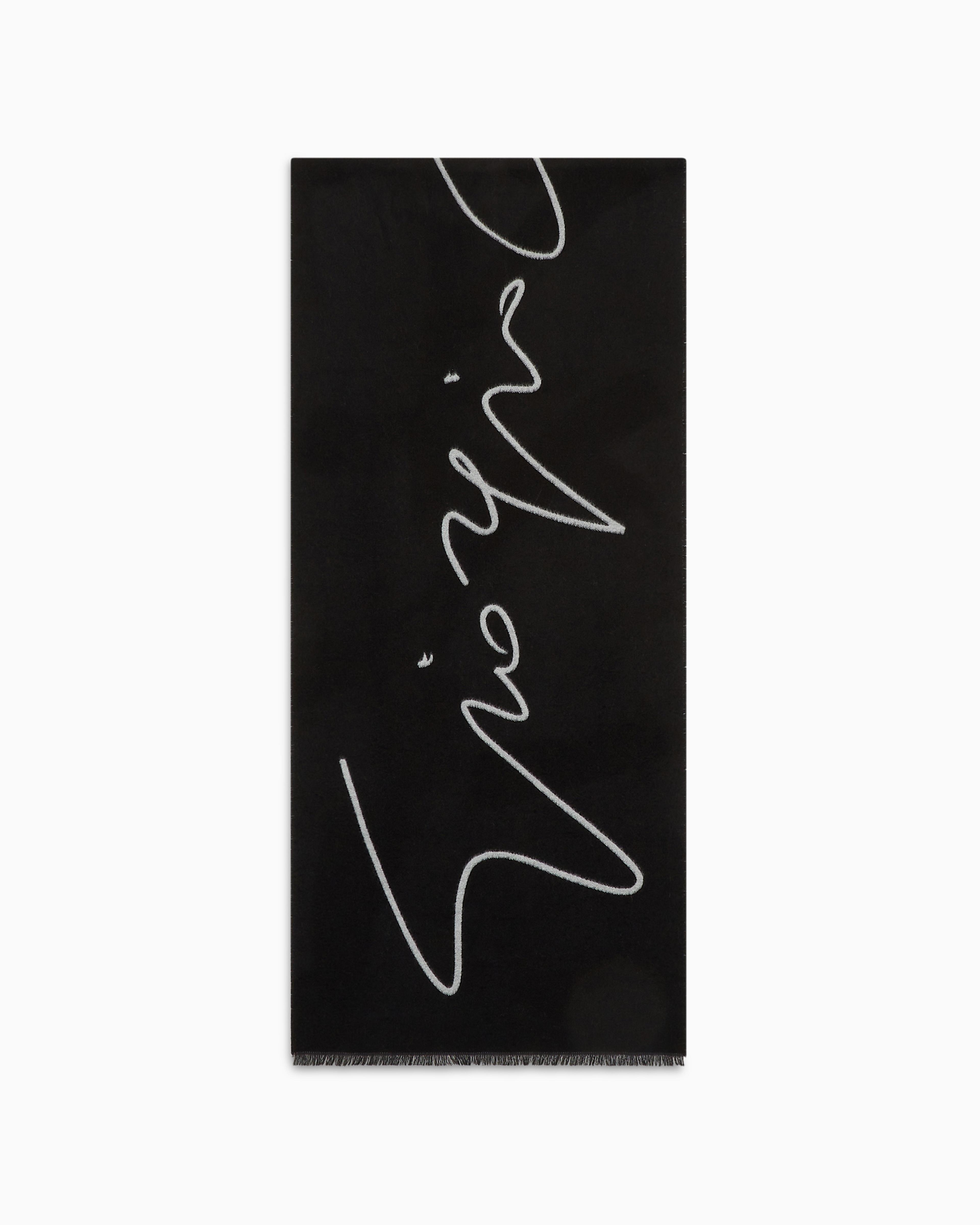 Giorgio Armani Two-Tone Wool And Silk Scarf With Signature Logo in ...