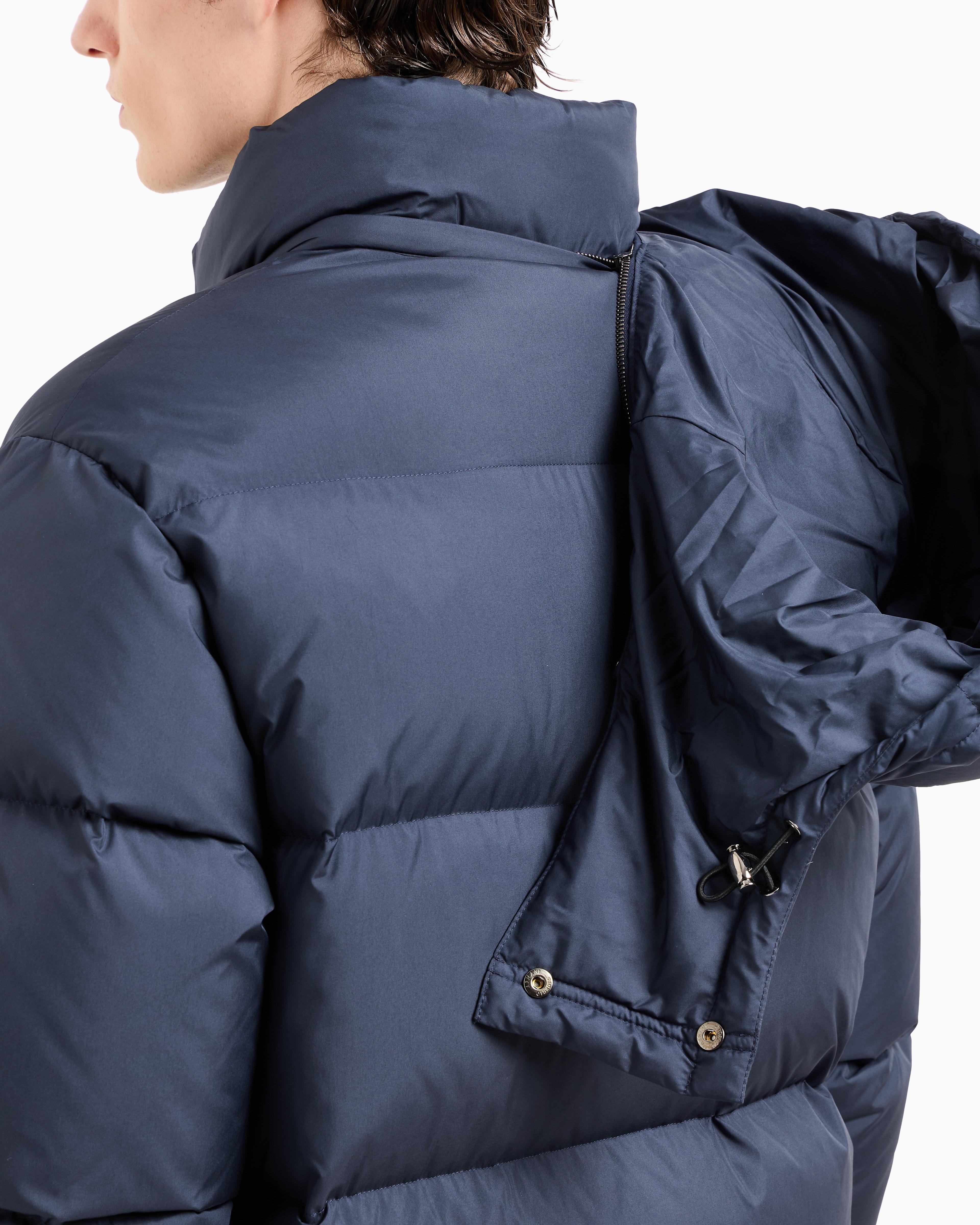 Giorgio Armani Hooded Bomber Jacket With Goose Down Padding Asv in Blue for Men Lyst UK