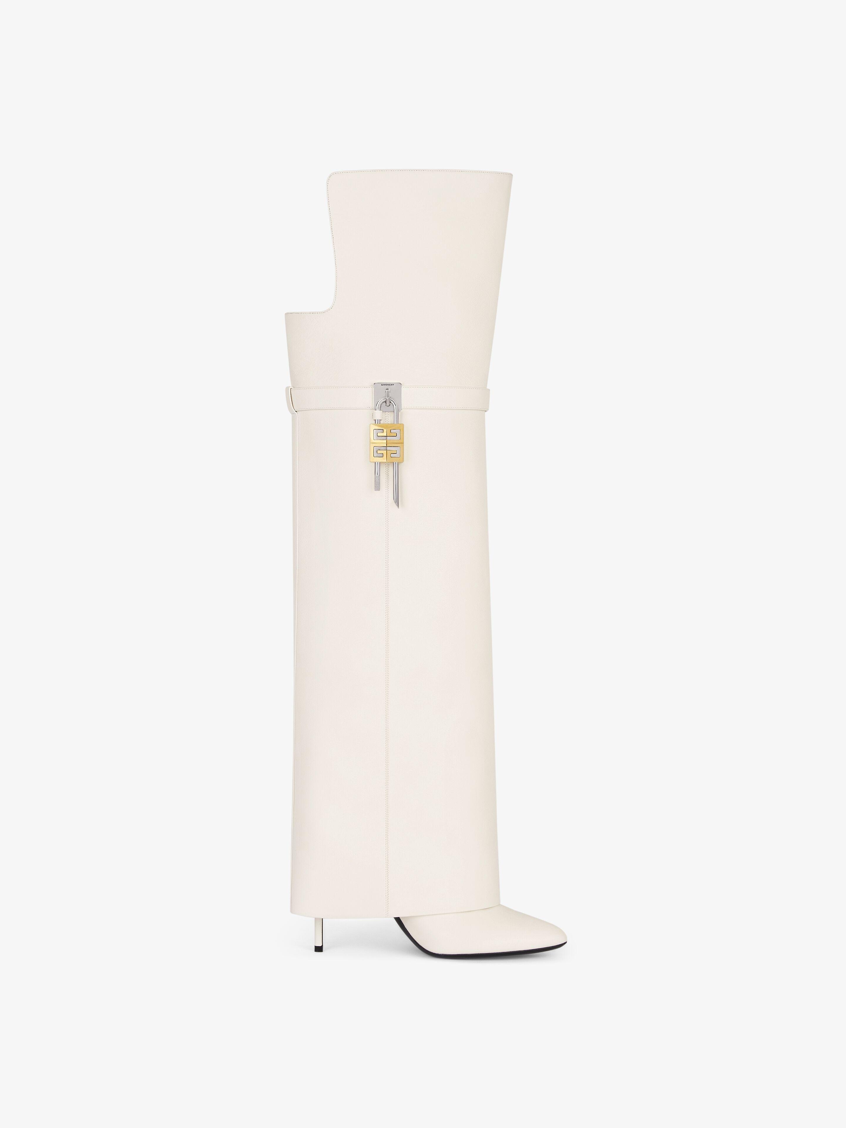 Givenchy Shark Lock Stiletto Over-The-Knee Boots in White | Lyst UK