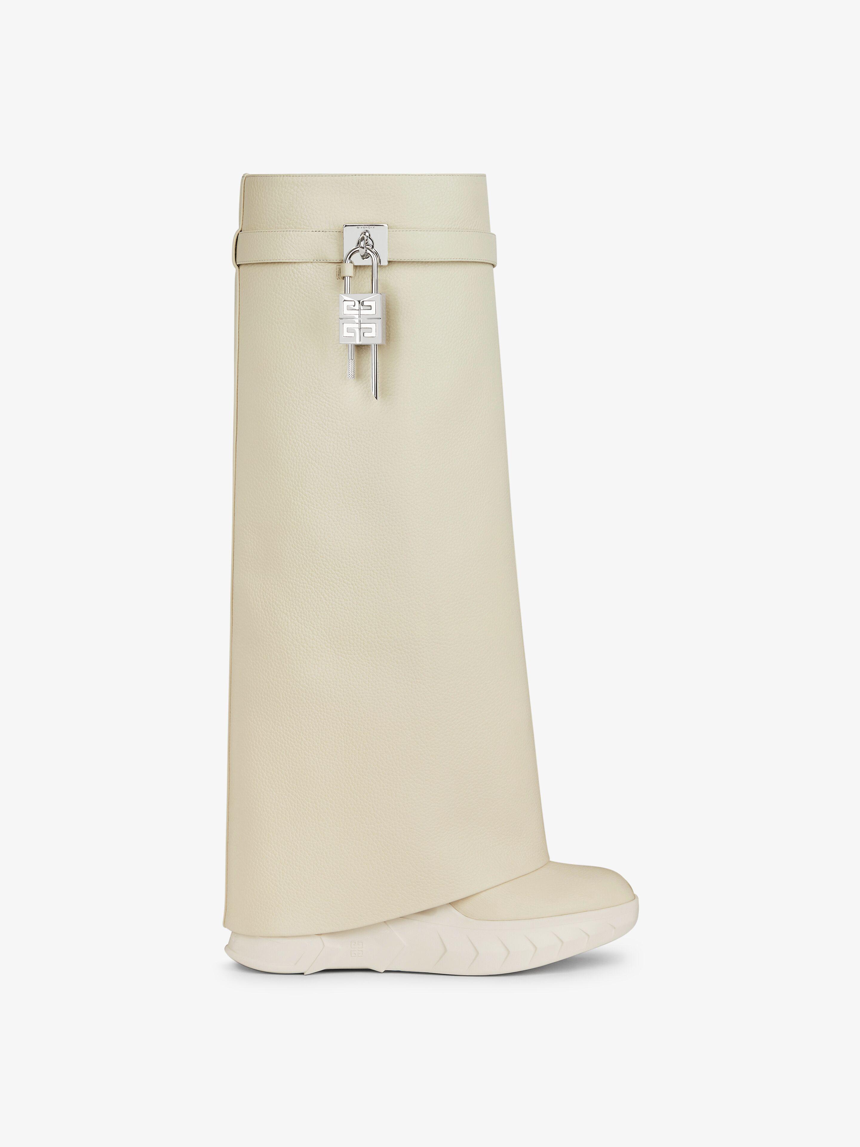 Givenchy Shark Lock Biker Boots in White | Lyst