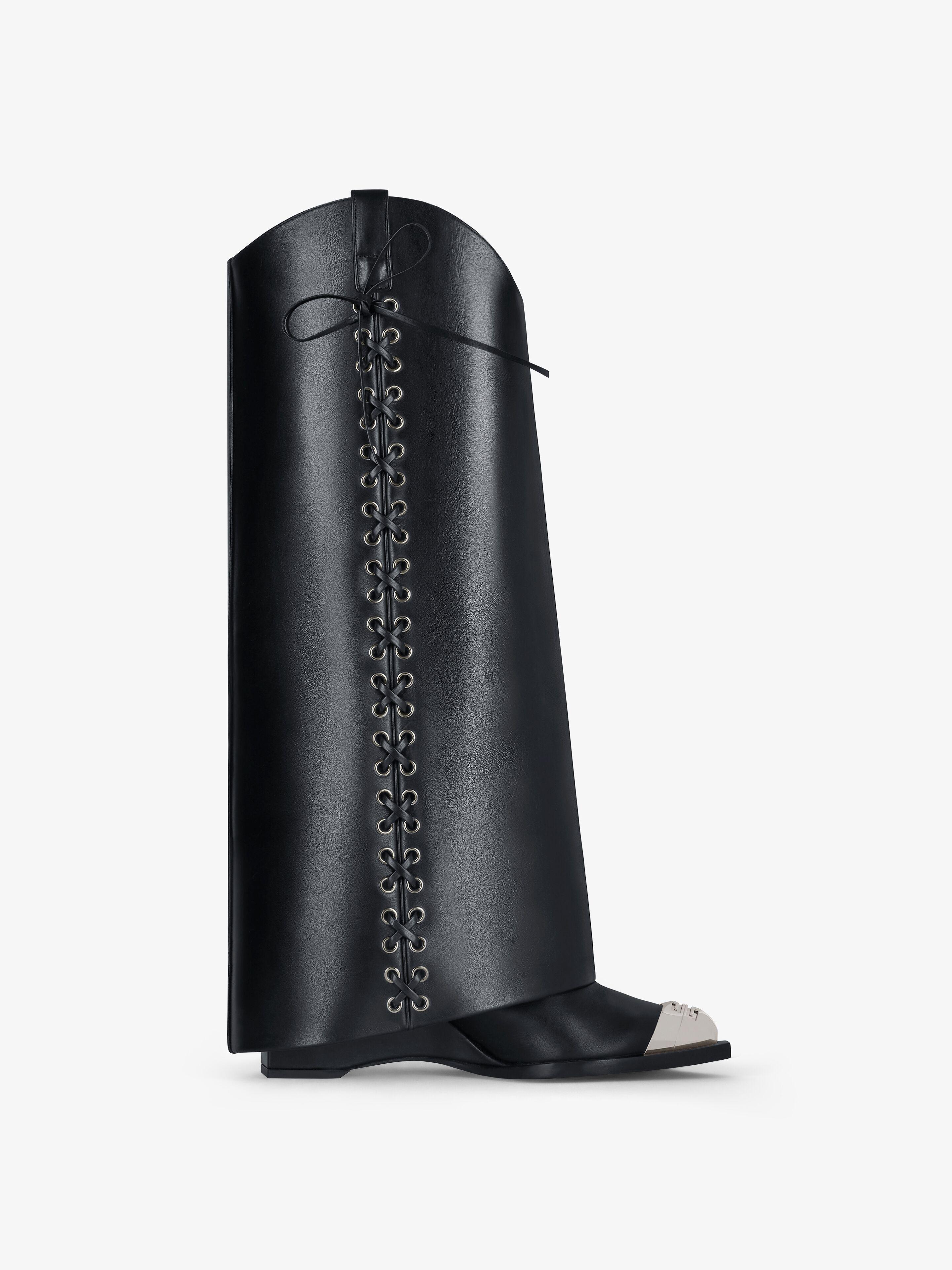 Givenchy Shark Lock Cowboy Boots In Corset Style Leather in Black | Lyst