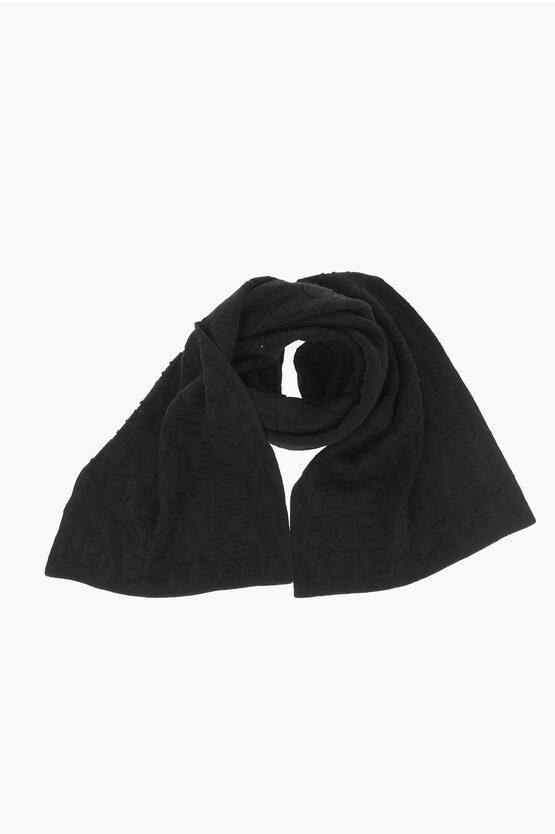Versace All-Over Logo Wool Scarf in Black for Men | Lyst UK