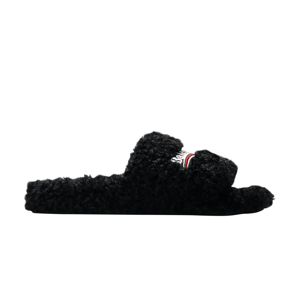 Balenciaga Furry Slides 'black Red' | Lyst