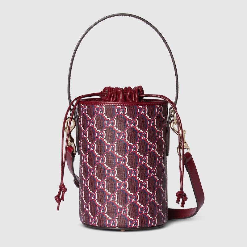 Gucci Super Mini Bucket Bag With Gg Shadow, , Gg Canvas in Red | Lyst