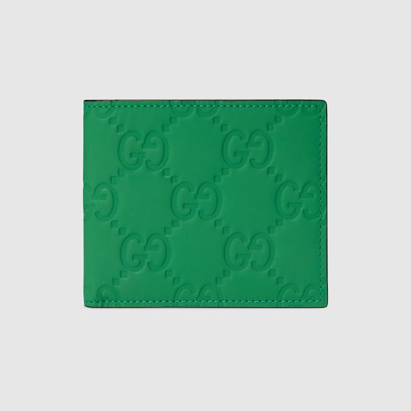 Gucci GG Rubber-effect Bi-fold Wallet in Green for Men | Lyst