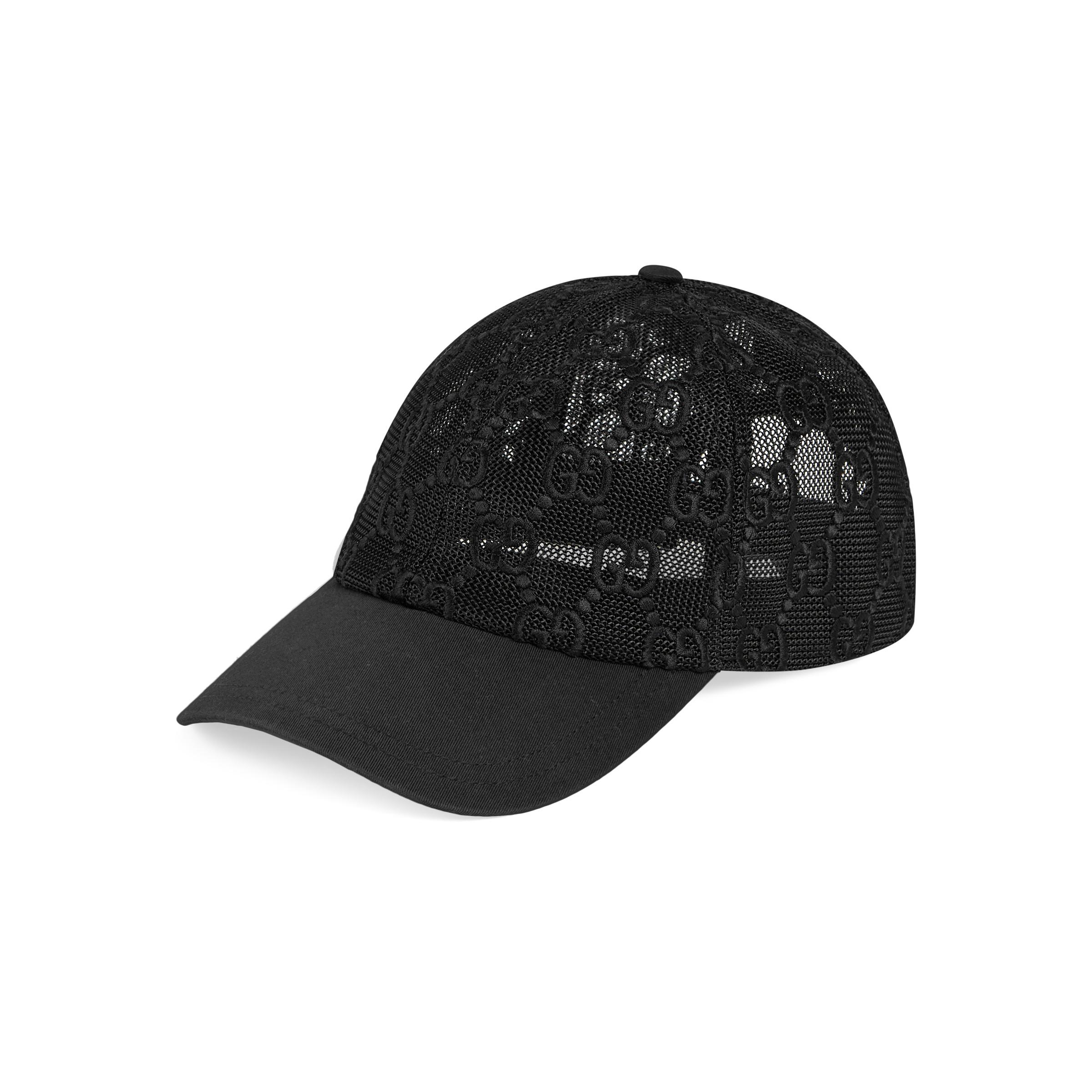 Gucci GG Embroidered Cotton Lace Baseball Cap in Black | Lyst