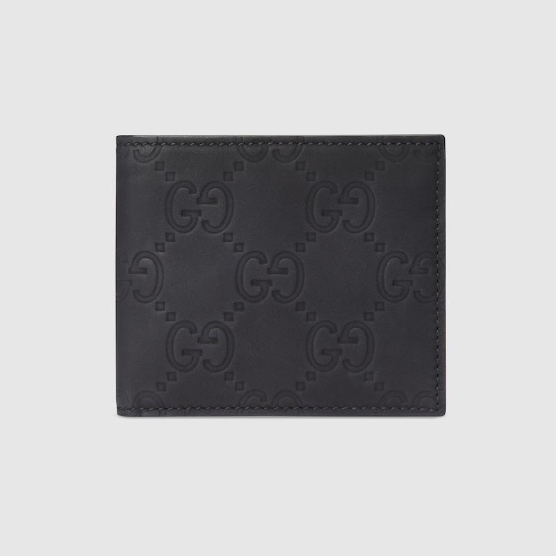 Gucci Gg Rubber-Effect Bi-Fold Wallet, , Gg Leather in Black for Men | Lyst