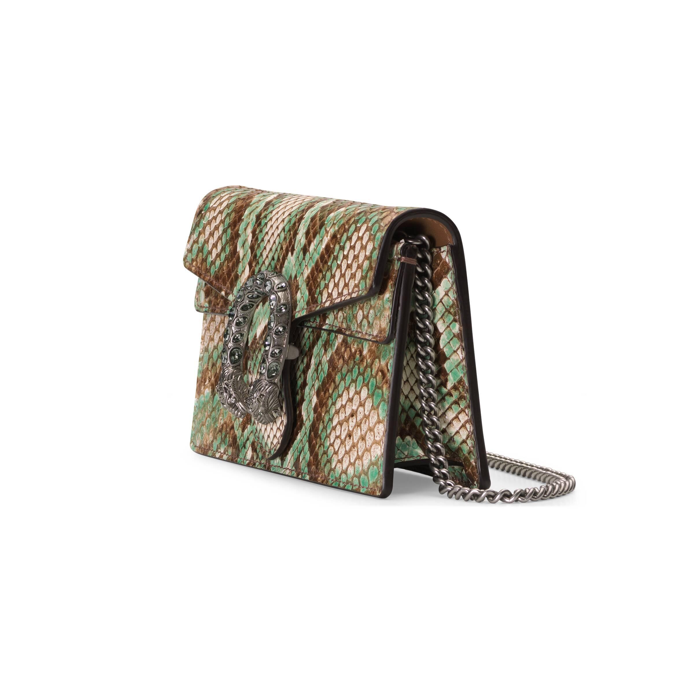 Gucci Leather Dionysus Python Super Mini Bag in Green - Lyst
