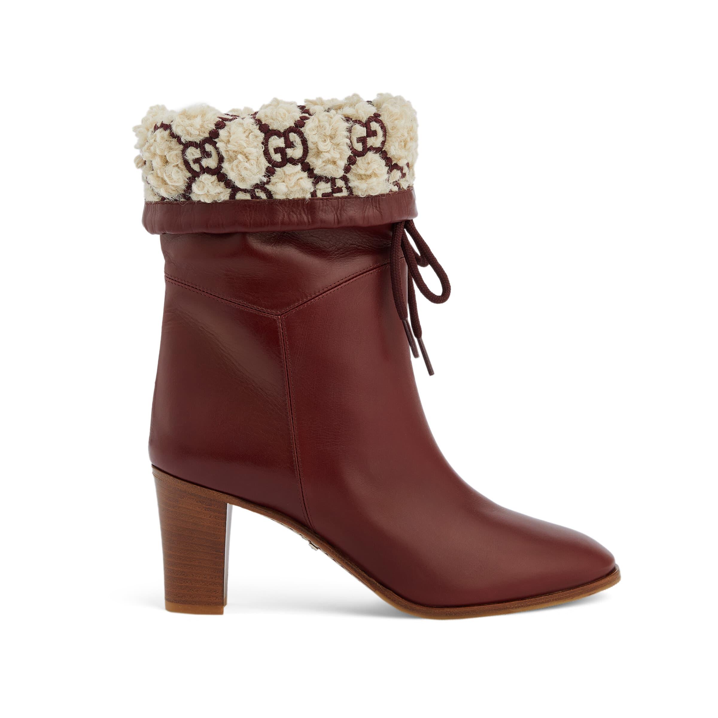 Gucci GG Shearling Effect Boot in Brown | Lyst