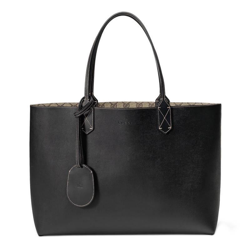 Gucci Reversible Gg Leather Tote in Black | Lyst