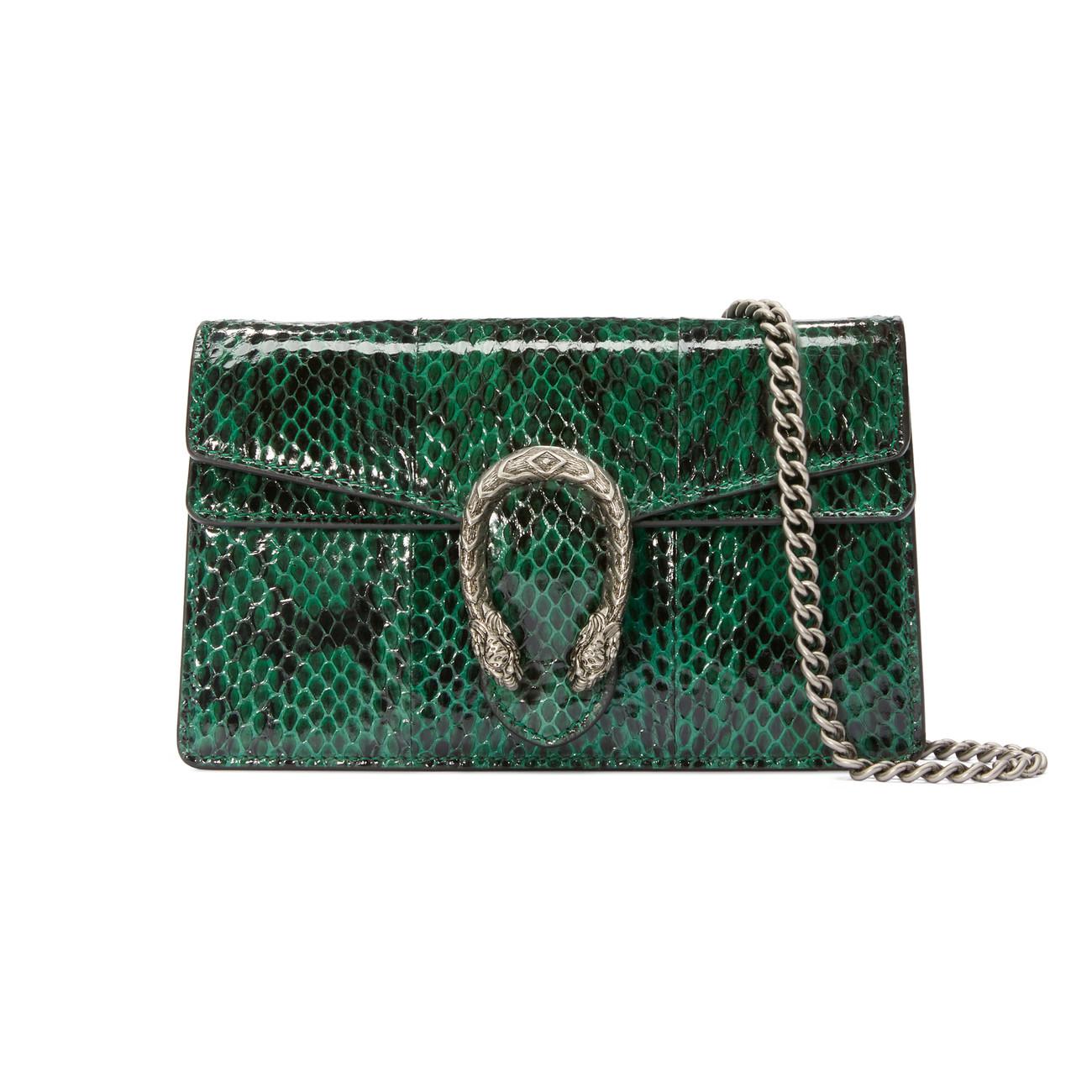 Gucci Leather Dionysus Super Mini Snakeskin Bag in Green - Lyst