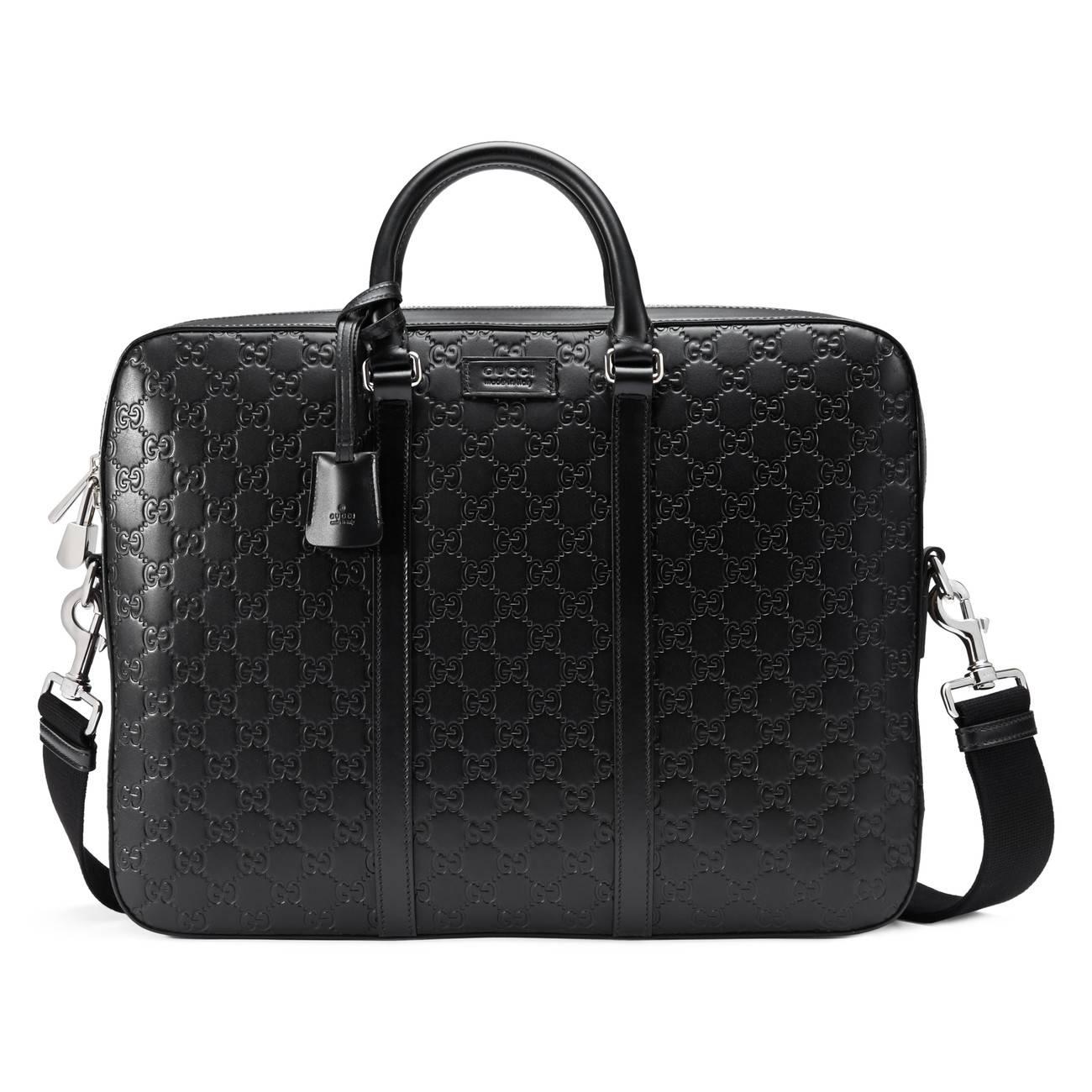 Gucci Signature Leather Briefcase in Black for Men - Save 20% - Lyst