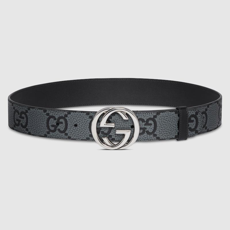 Gucci Gg Belt With Interlocking G Buckle, Leather in Black for Men | Lyst