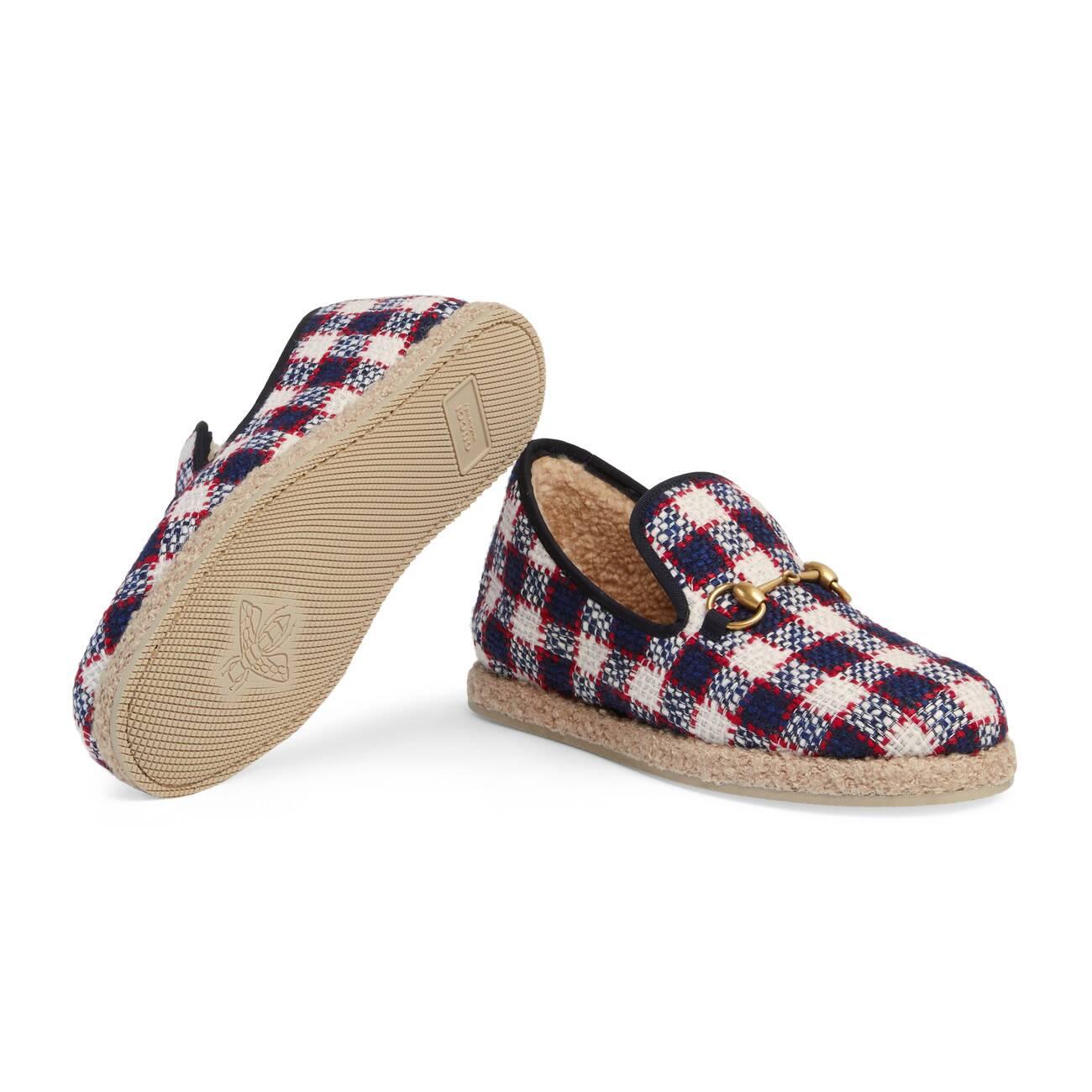 Gucci Women's Check Tweed Loafer in Grey (Gray) - Lyst