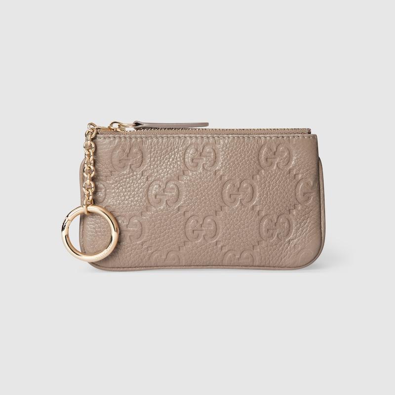 Gucci Gg Emblem Zip Key Case, , Leather in Natural | Lyst
