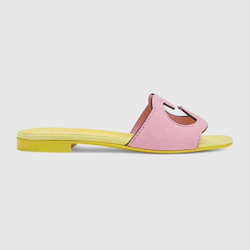 Gucci Sandal With Interlocking G in Pink | Lyst