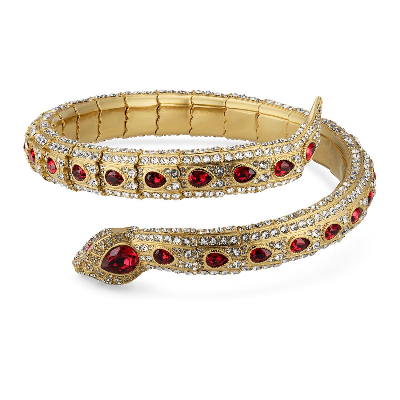 Gucci Snake Necklace With Crystals in White - Lyst