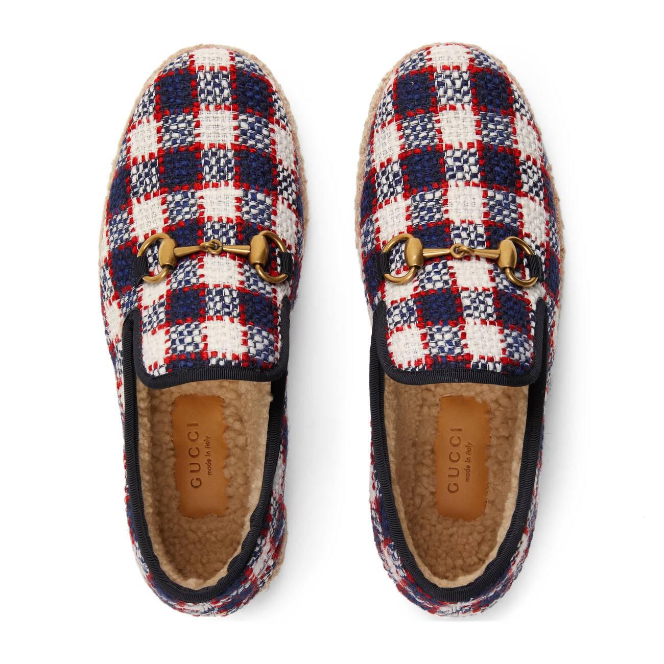 Gucci Women's Check Tweed Loafer in Grey (Gray) - Lyst