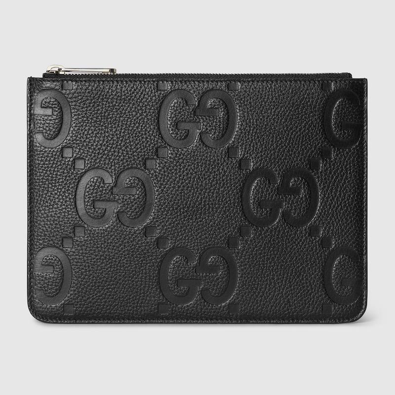 Gucci Jumbo Gg Pouch, , Leather in Black for Men | Lyst