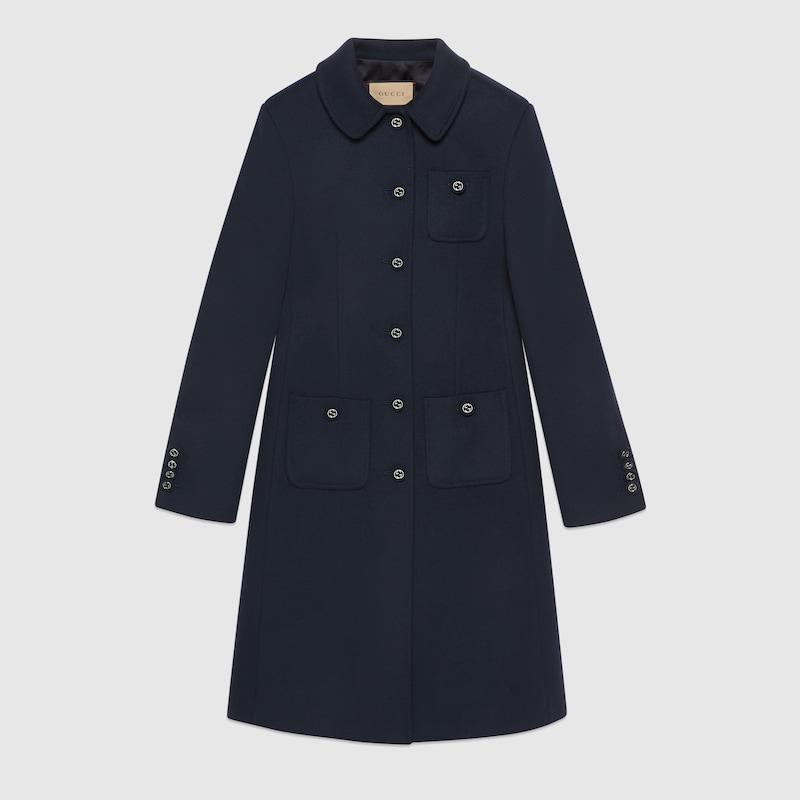 Gucci Wool Coat in Blue | Lyst