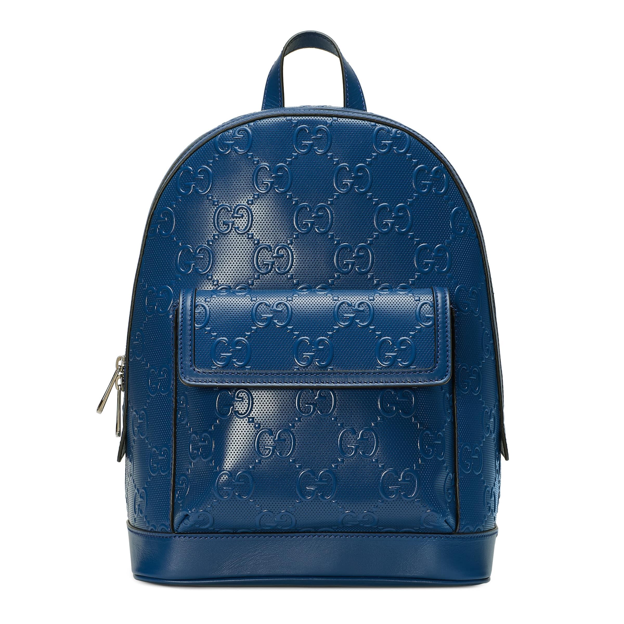 Gucci GG Embossed Backpack in Blue for Men | Lyst