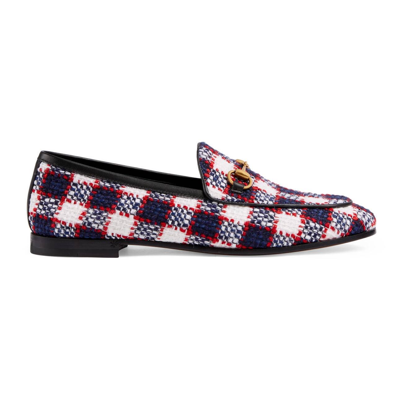 Gucci Women's Jordaan Check Tweed Loafer in Grey (Gray) - Lyst