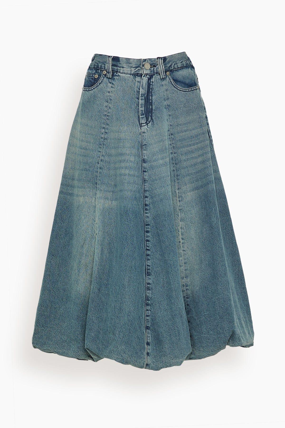 Sea Denim Bubble Hem Midi Skirt in Blue | Lyst