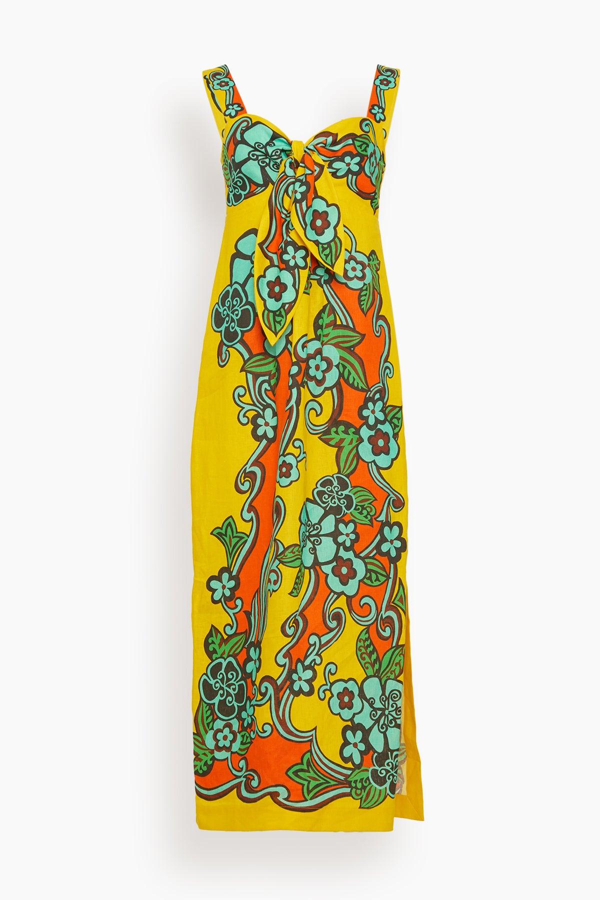 ALÉMAIS Flame Midi Dress in Yellow | Lyst