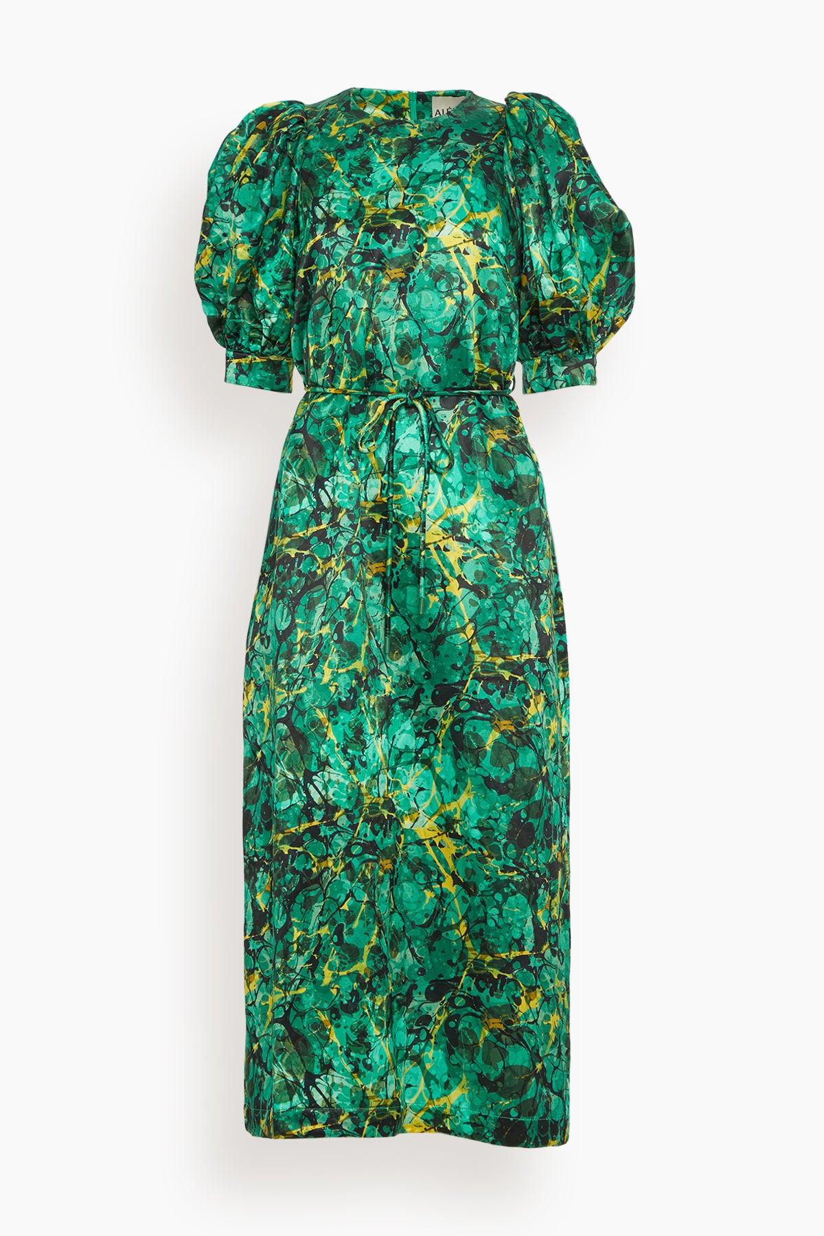 ALÉMAIS Sunburst Midi Dress in Green | Lyst