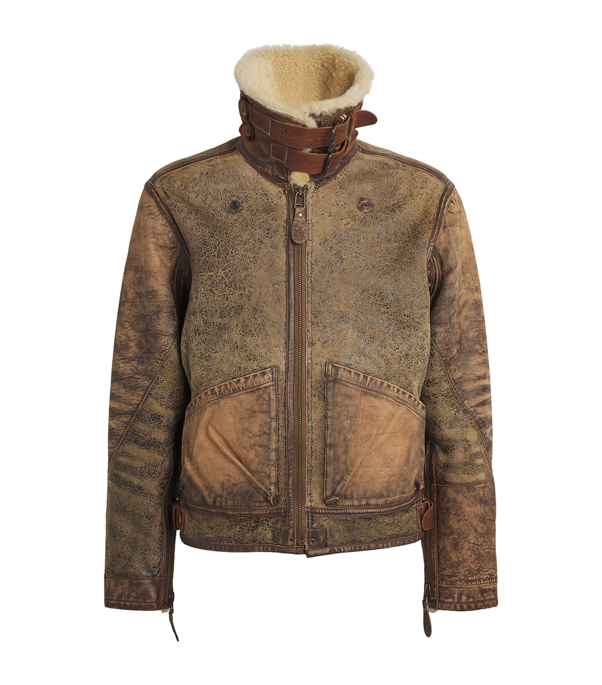 Polo Ralph Lauren Leather-Shearling Bomber Jacket in Brown for Men | Lyst UK