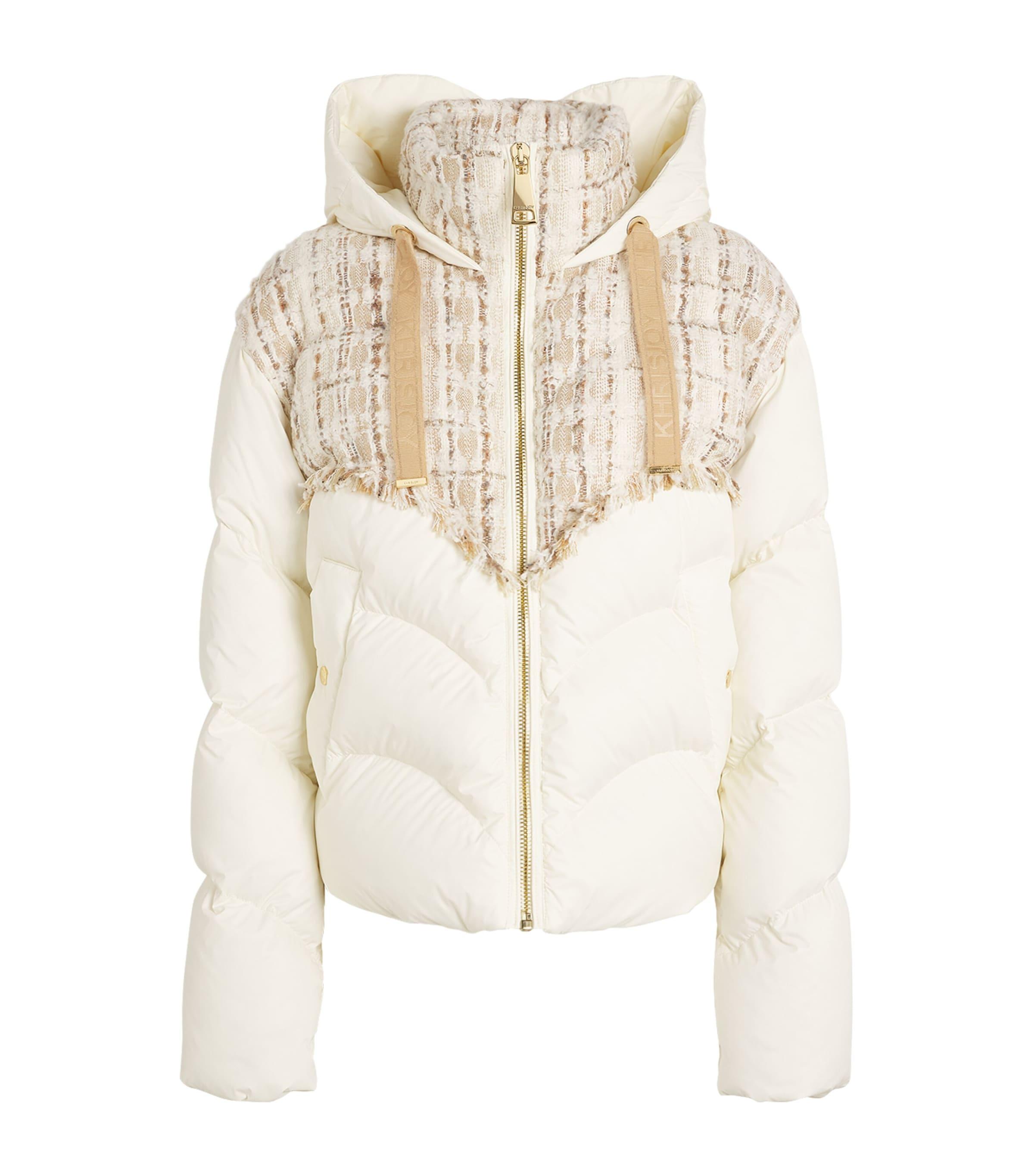 Khrisjoy Down Tweed-Trim Hug Puffer Jacket in White | Lyst