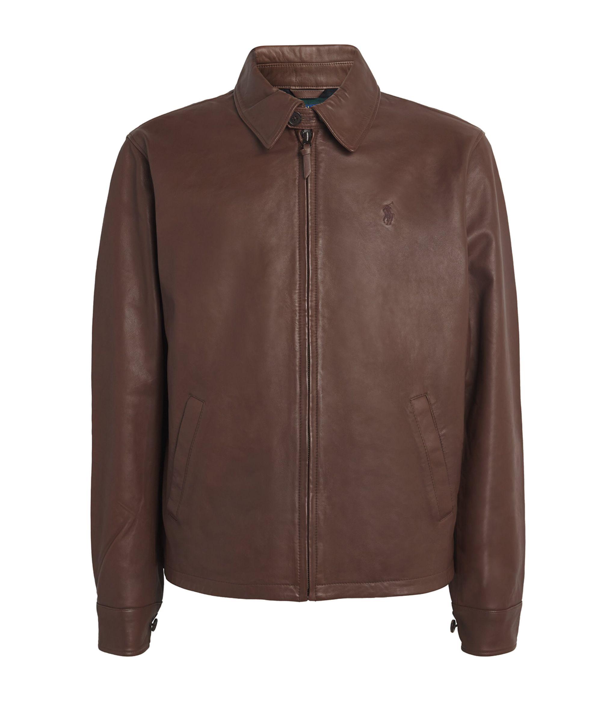 Polo Ralph Lauren Lambskin Windbreaker Leather Jacket in Brown for Men | Lyst