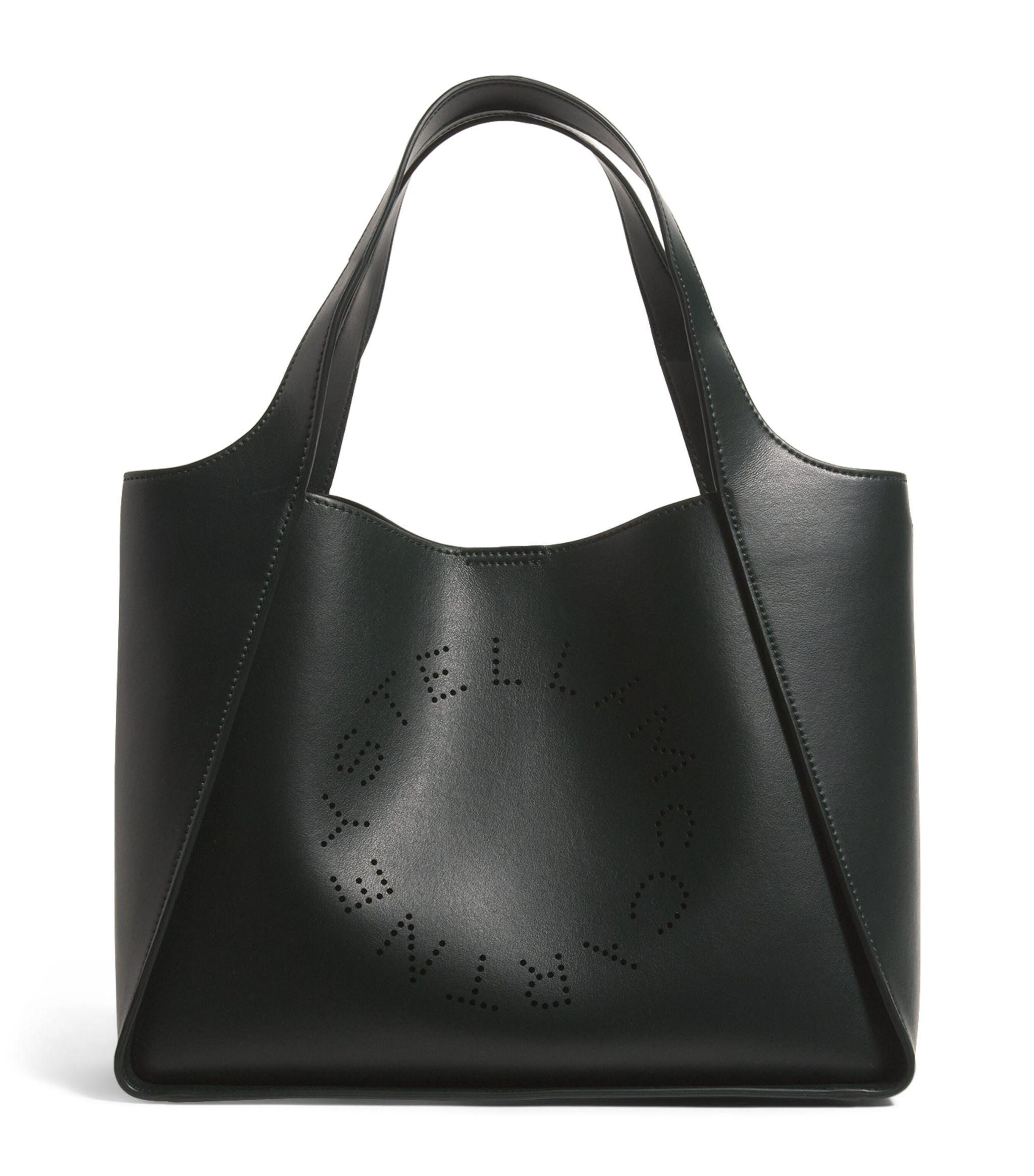 Stella McCartney Faux Leather Stella Logo Tote Bag in Black | Lyst