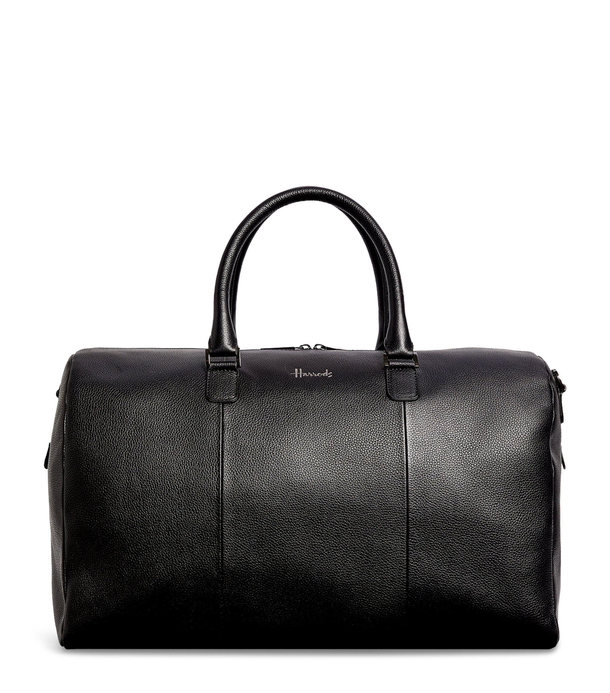Harrods Leather Top-Handle Holdall Weekender Bag in Black for Men | Lyst