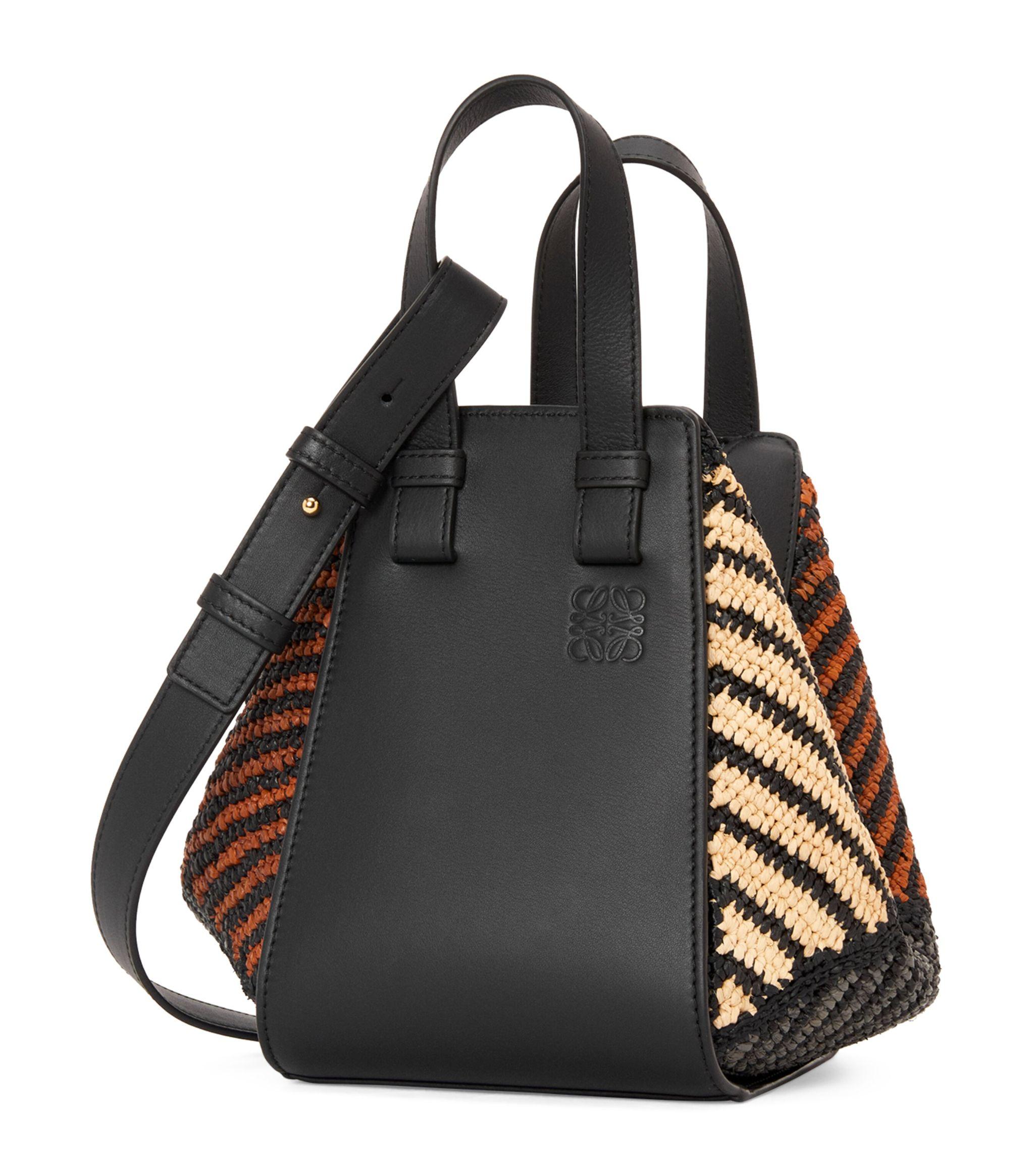 Loewe X Paula's Ibiza Raffia-leather Hammock Top-handle Bag in Black | Lyst