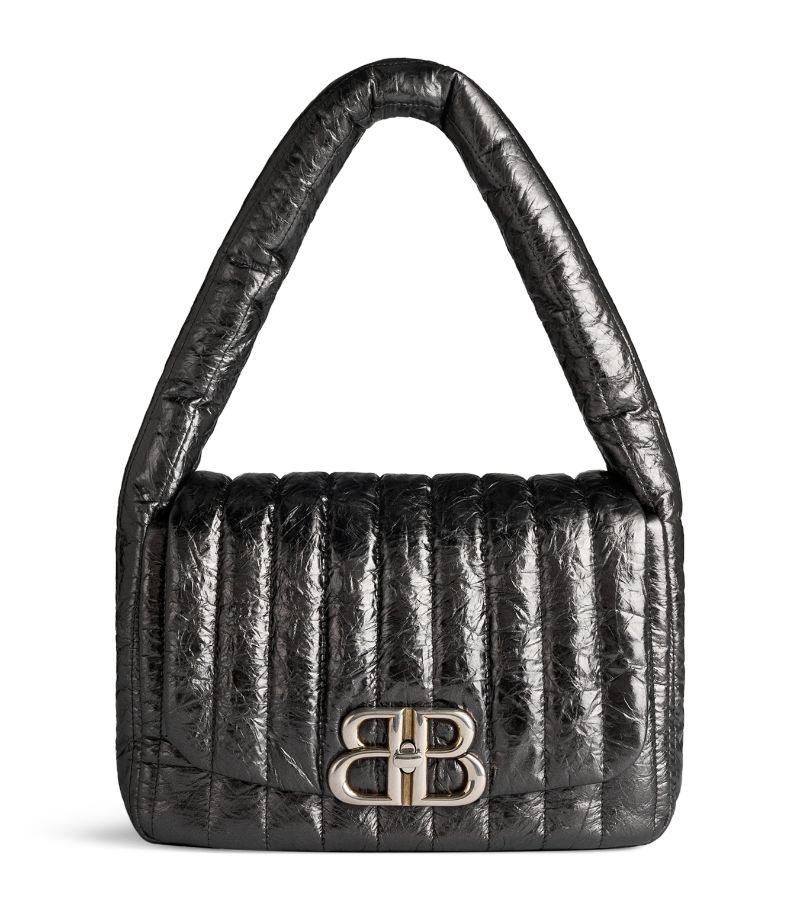 Balenciaga Leather Quilted Monaco Shoulder Bag in Black | Lyst
